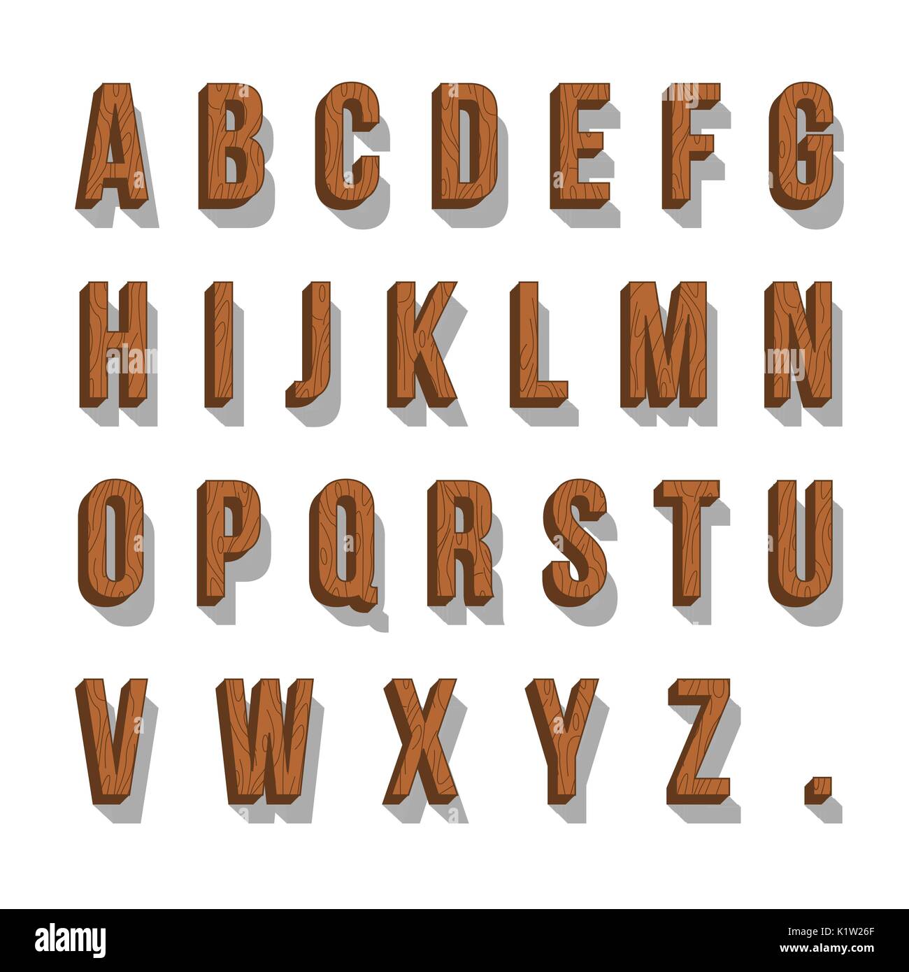 Set of wood alphabet letters. Vector illustration Stock Vector Image ...