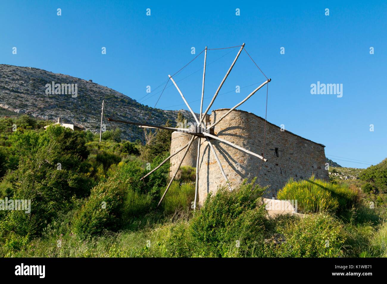 The ancient windmills of Lassithi plateau, Crete, Greacia Stock Photo ...