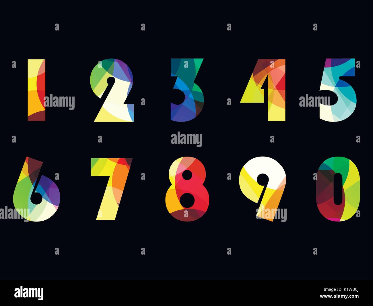 Bright numbers from zero to 9. Vector illustration Stock Vector Image ...