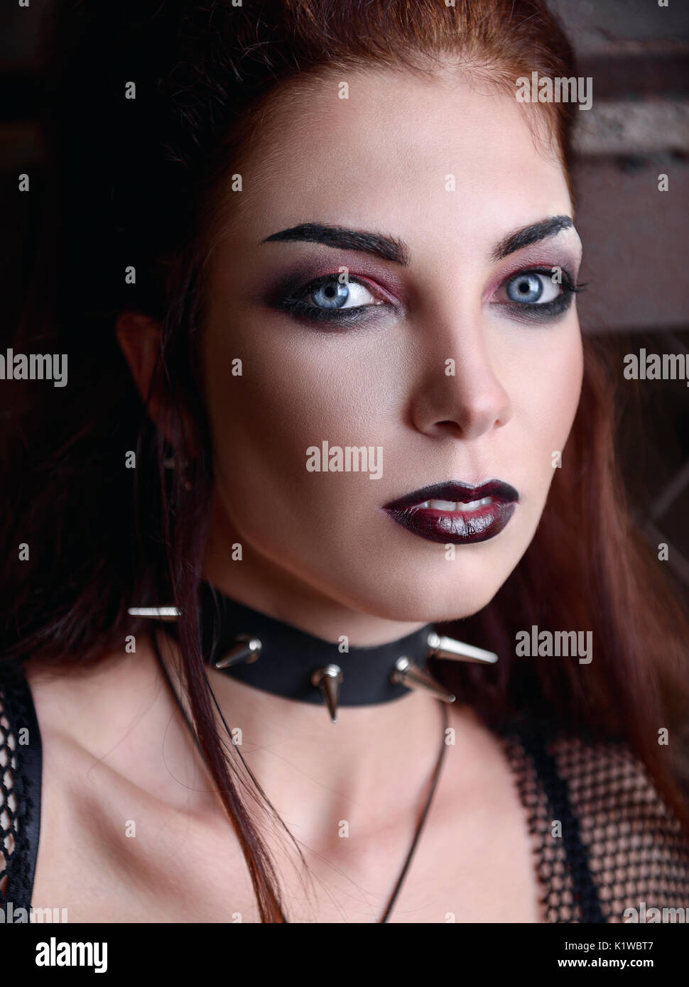 Close-up portrait of the lovely young goth girl Stock Photo - Alamy