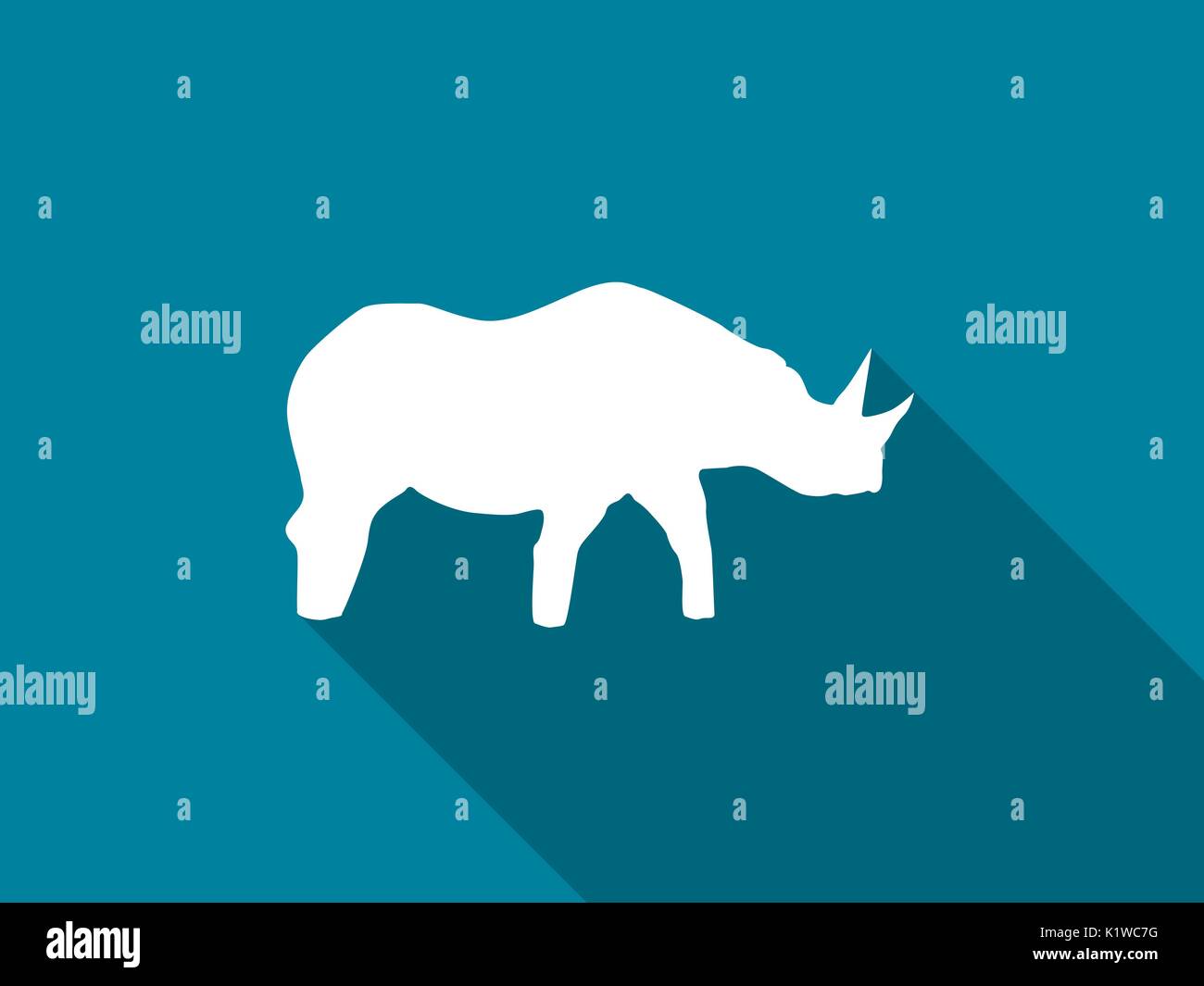 Rhino icon with long shadow. Rhinoceros. Vector illustration Stock ...