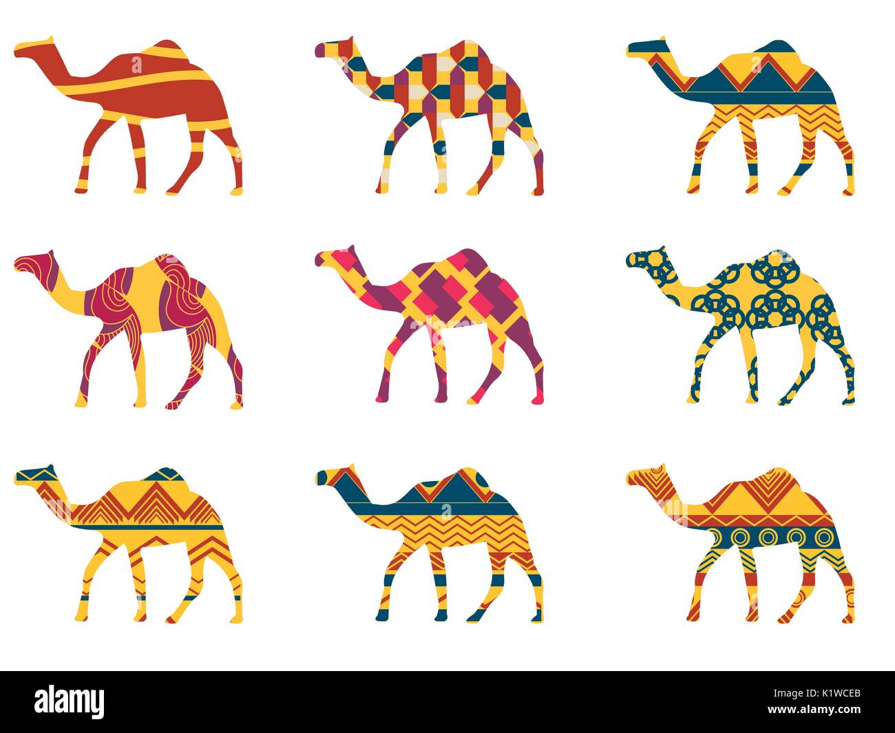 Camel with a pattern. Set of vector illustrations Stock Vector Image ...