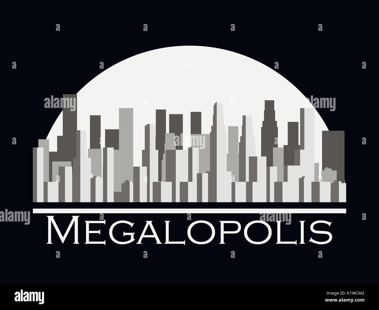 Panorama of city with skyscrapers. Megalopolis. Vector illustration ...