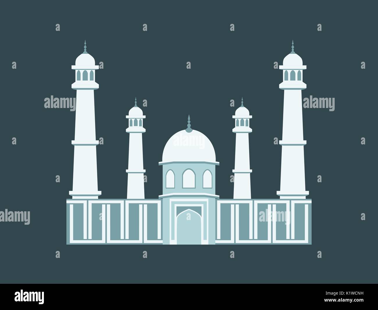 Muslim Mosque in a flat style on a black background. Vector ...