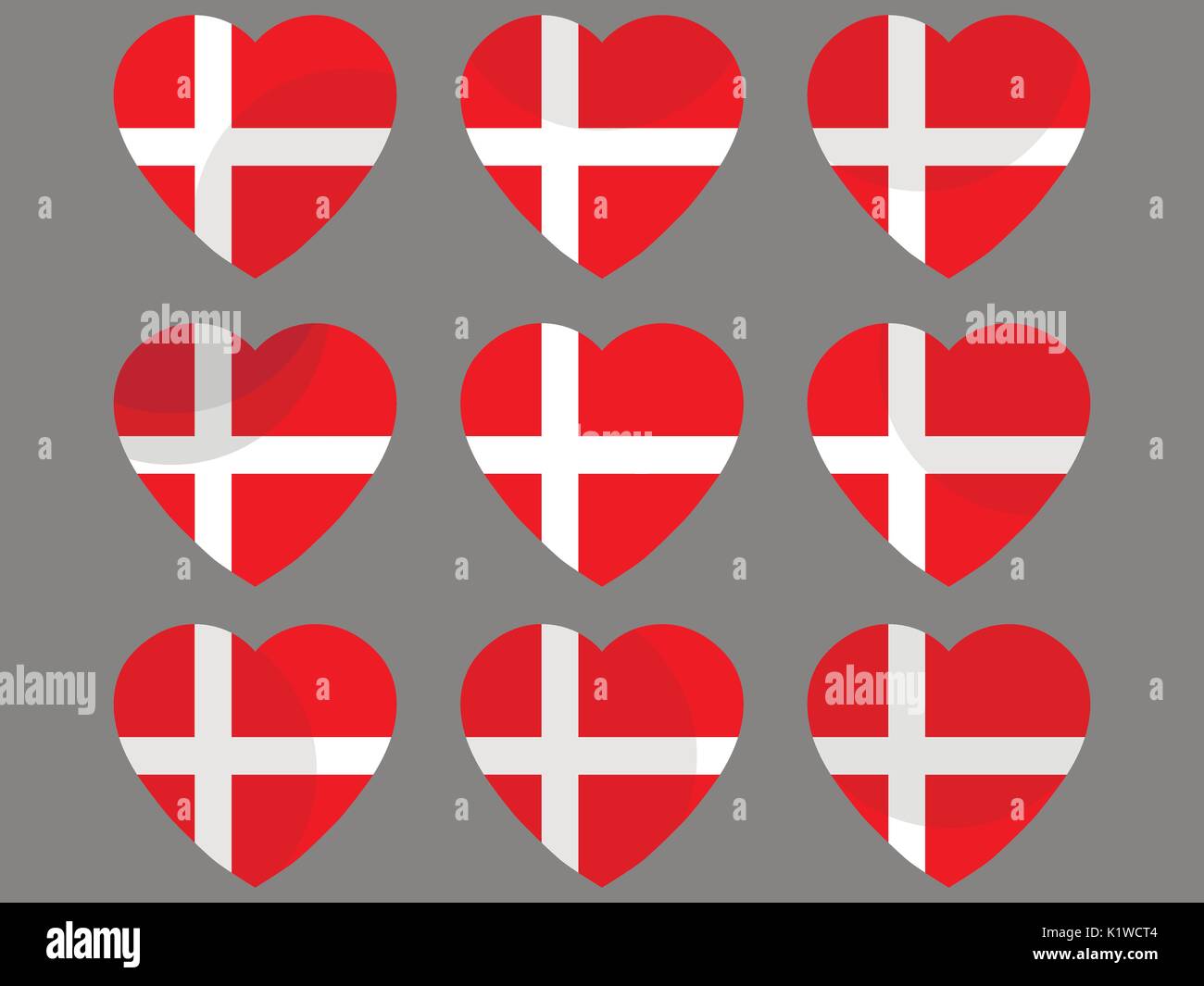 Hearts with the Denmark flag. I love the Denmark. Denmark flag icon set ...