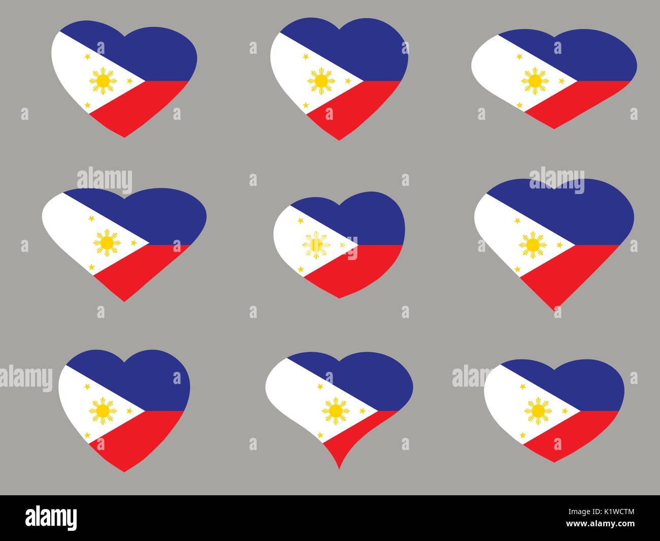 Hearts with the flag of Philippines. I love the Philippines ...
