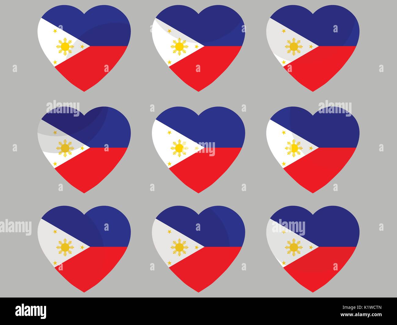 Hearts with the flag of Philippines. I love the Philippines ...
