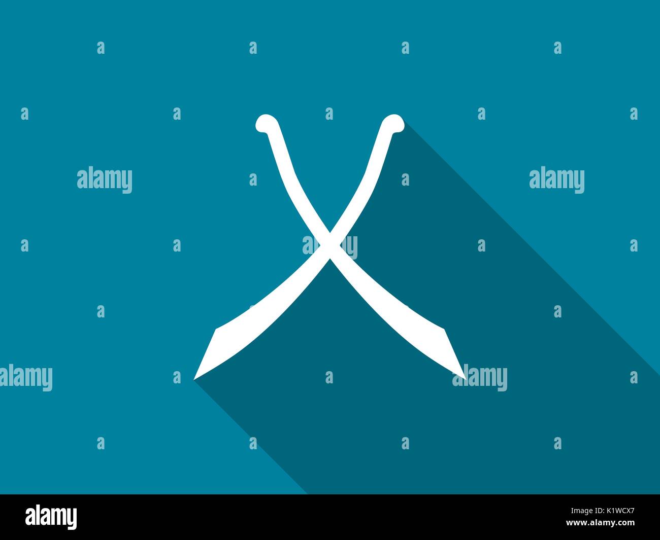 Crossed swords with long shadow. Scimitar icon. Vector illustration ...