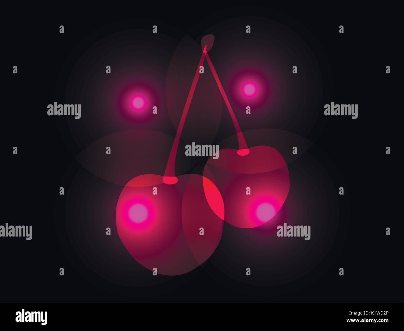 Cherries isolated on black background with highlights. Cherry. Vector ...
