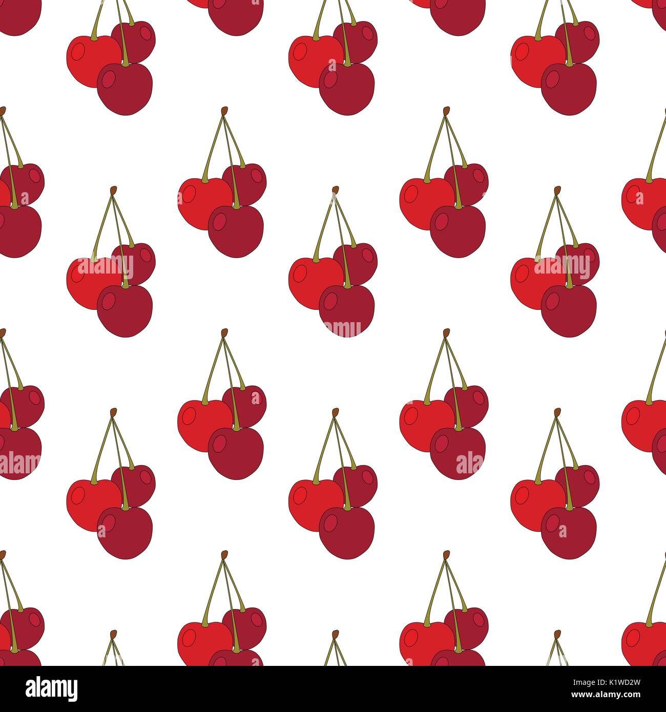 Seamless pattern with cherries. Cherries on a white background. Vector ...