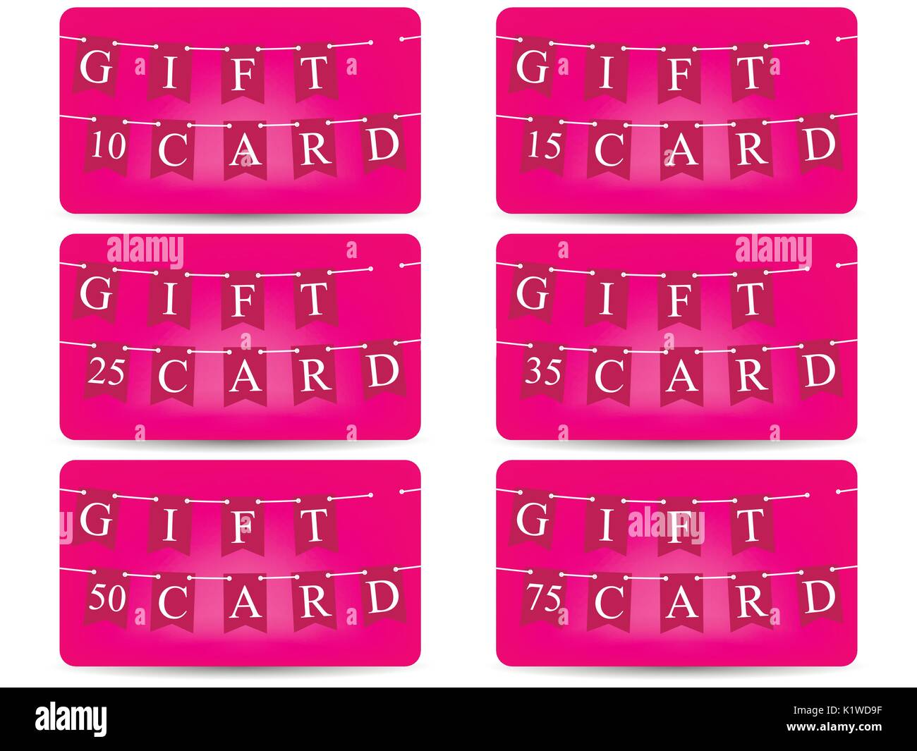 Gift cards with a paper garland. Set of vector illustration Stock ...