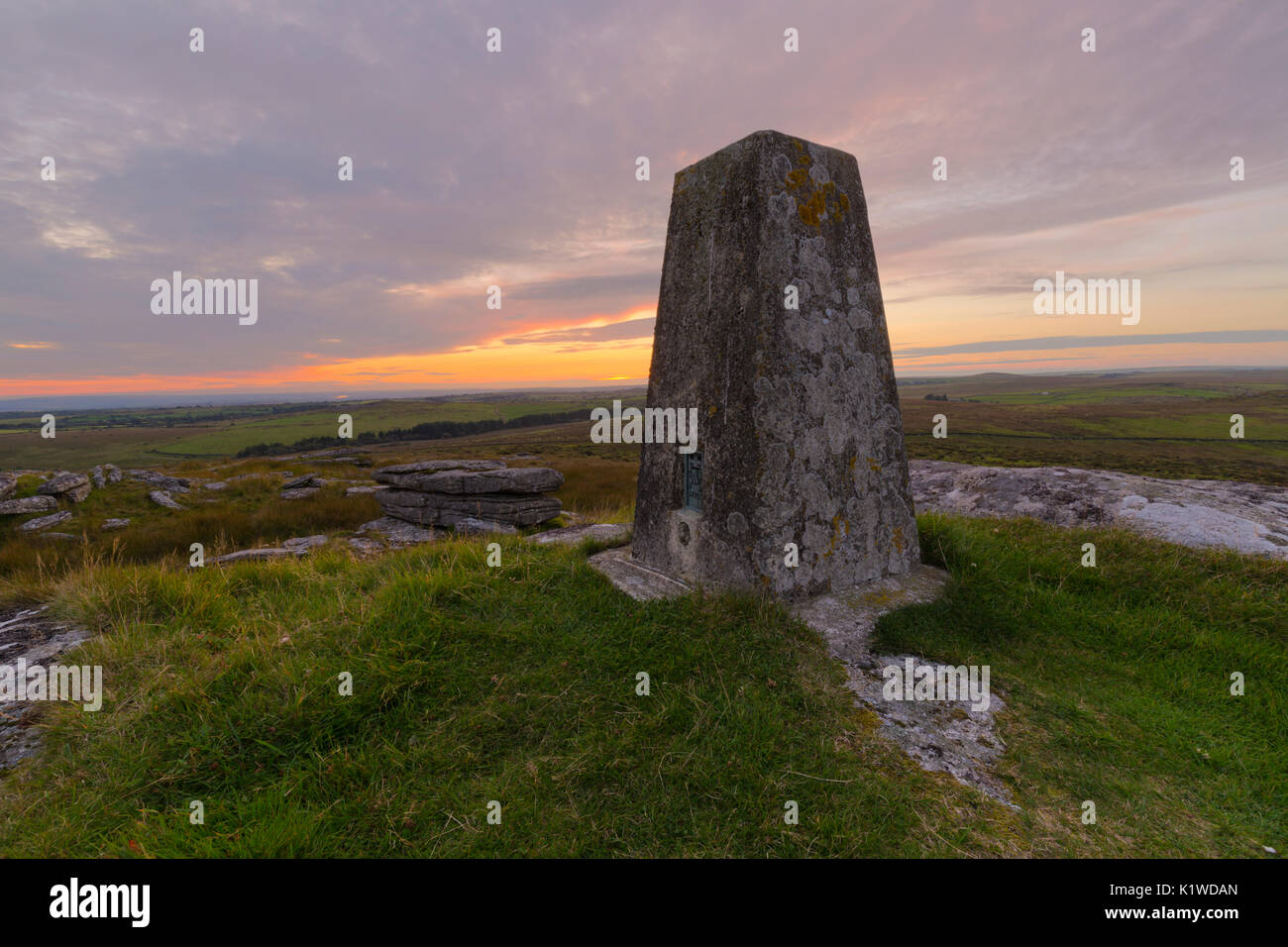 Trig Point Marker on the summit of Hawk Tor on Bodmin Moor Stock Photo ...