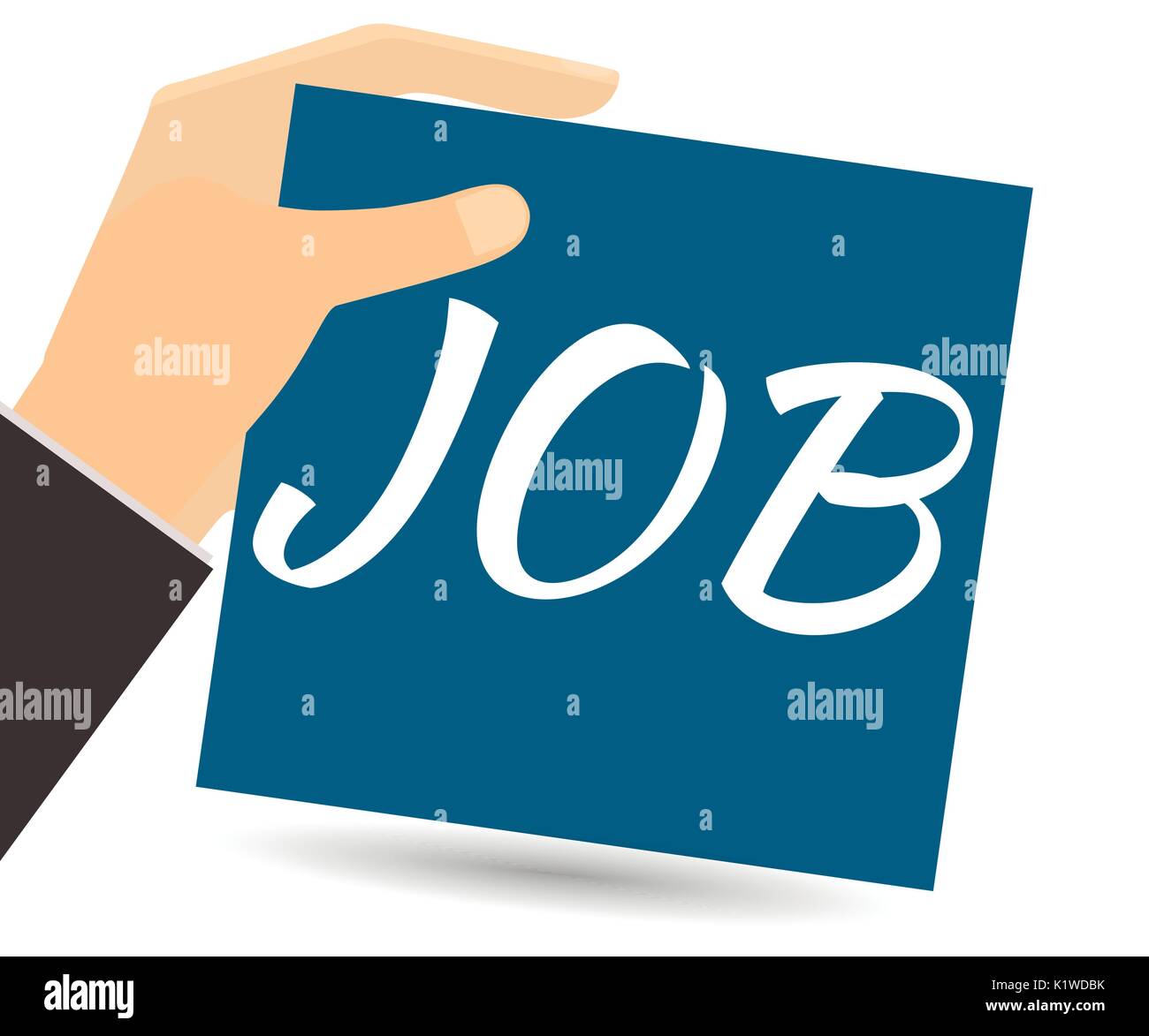 Hand with a job offer. The hand holding the job. Vector illustration in ...