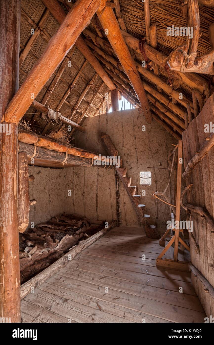 Archeo Park of Livelet, the reconstruction of the interior of a stilt ...