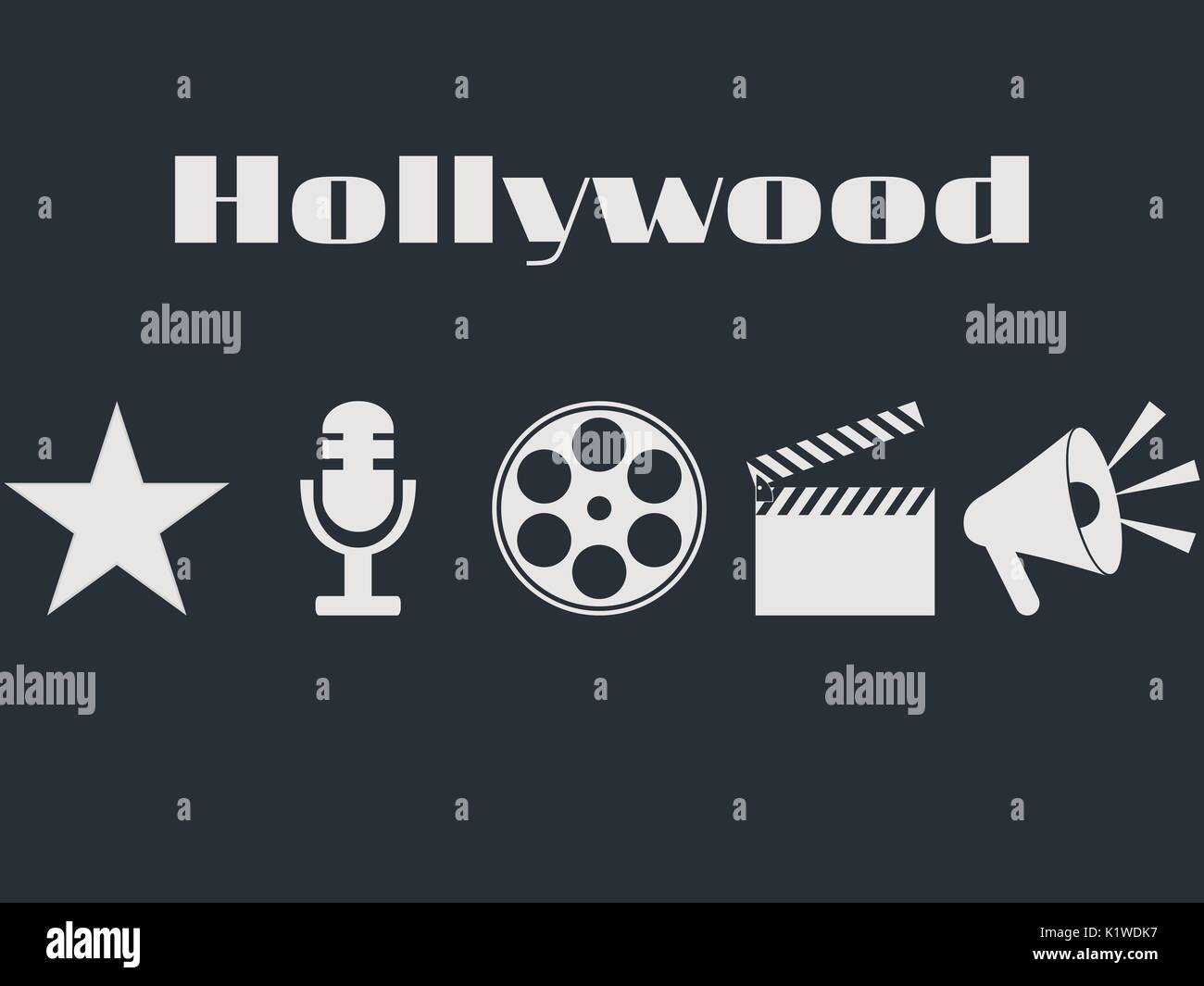 Set of movie design elements and cinema icons. Hollywood icons set ...