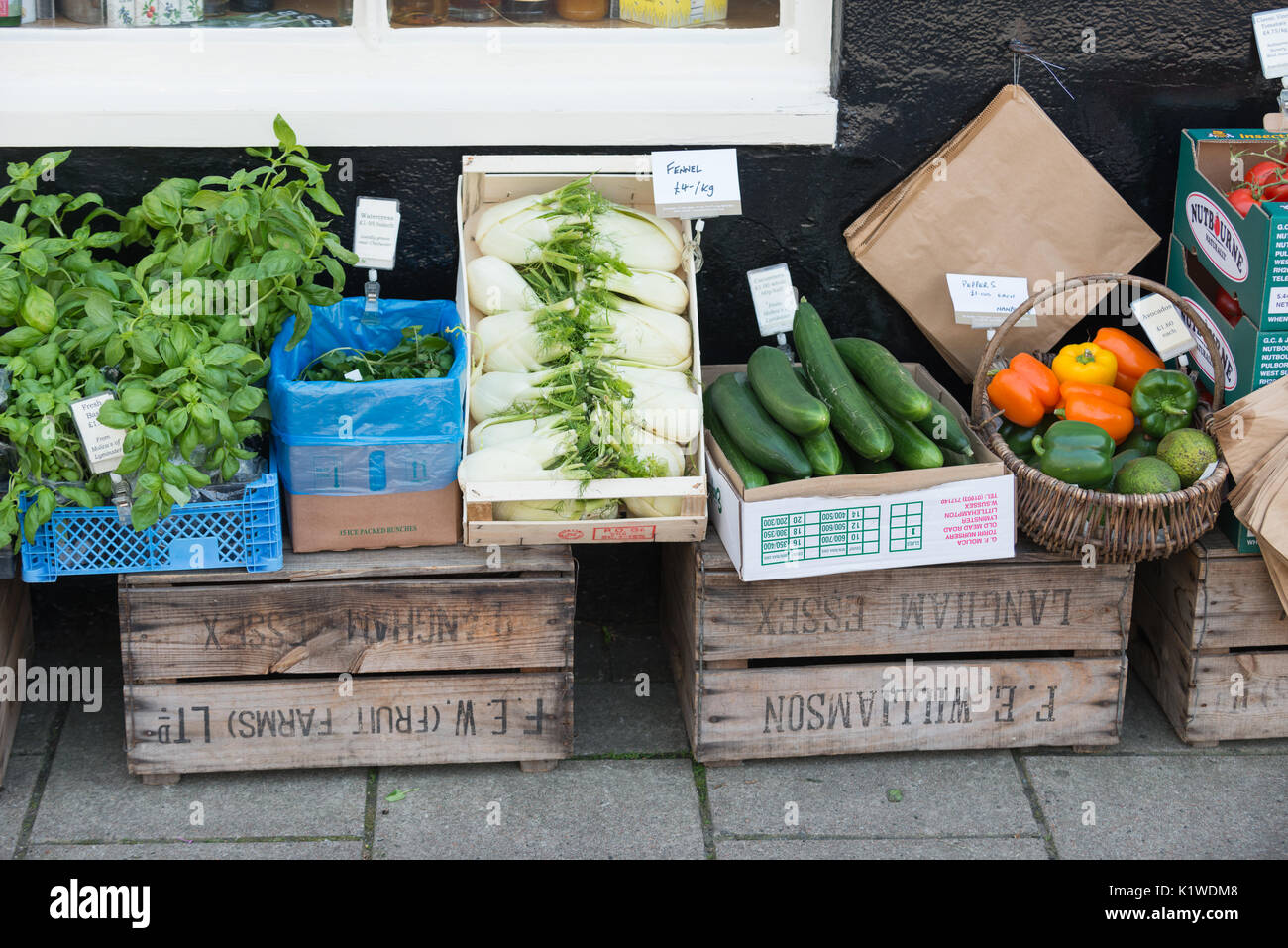 Mixed vegetable basket display hi-res stock photography and images - Alamy