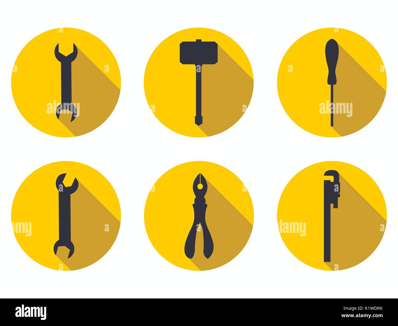 Repair tools icons with a long shadow. Vector illustration Stock Vector ...