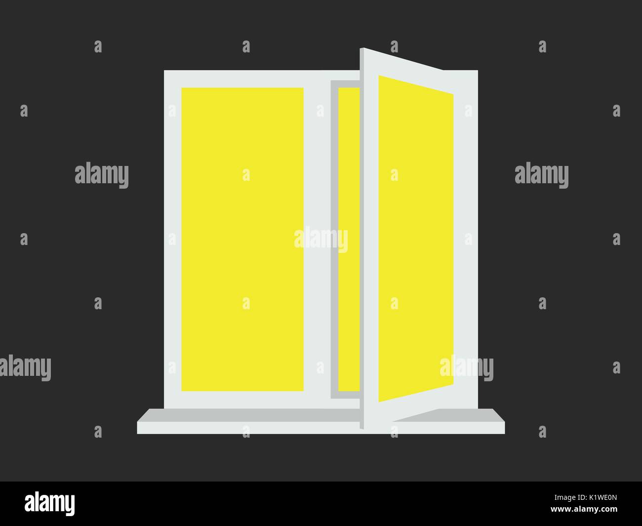 The light from the open window. Yellow light. Vector illustration Stock ...