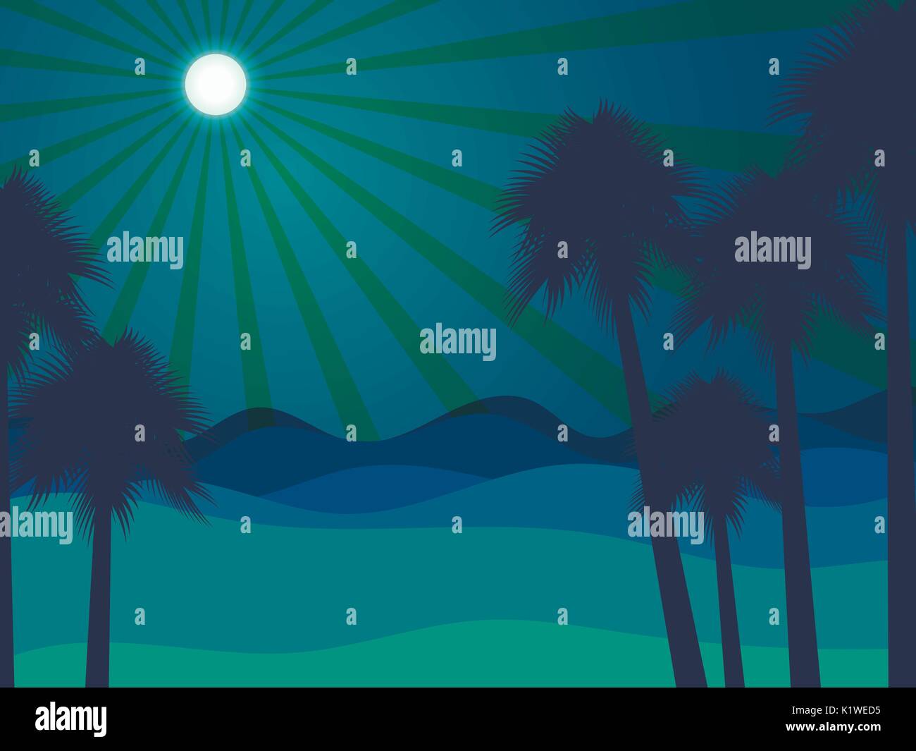 Night in the desert. Desert landscape. Vector illustration Stock Vector ...