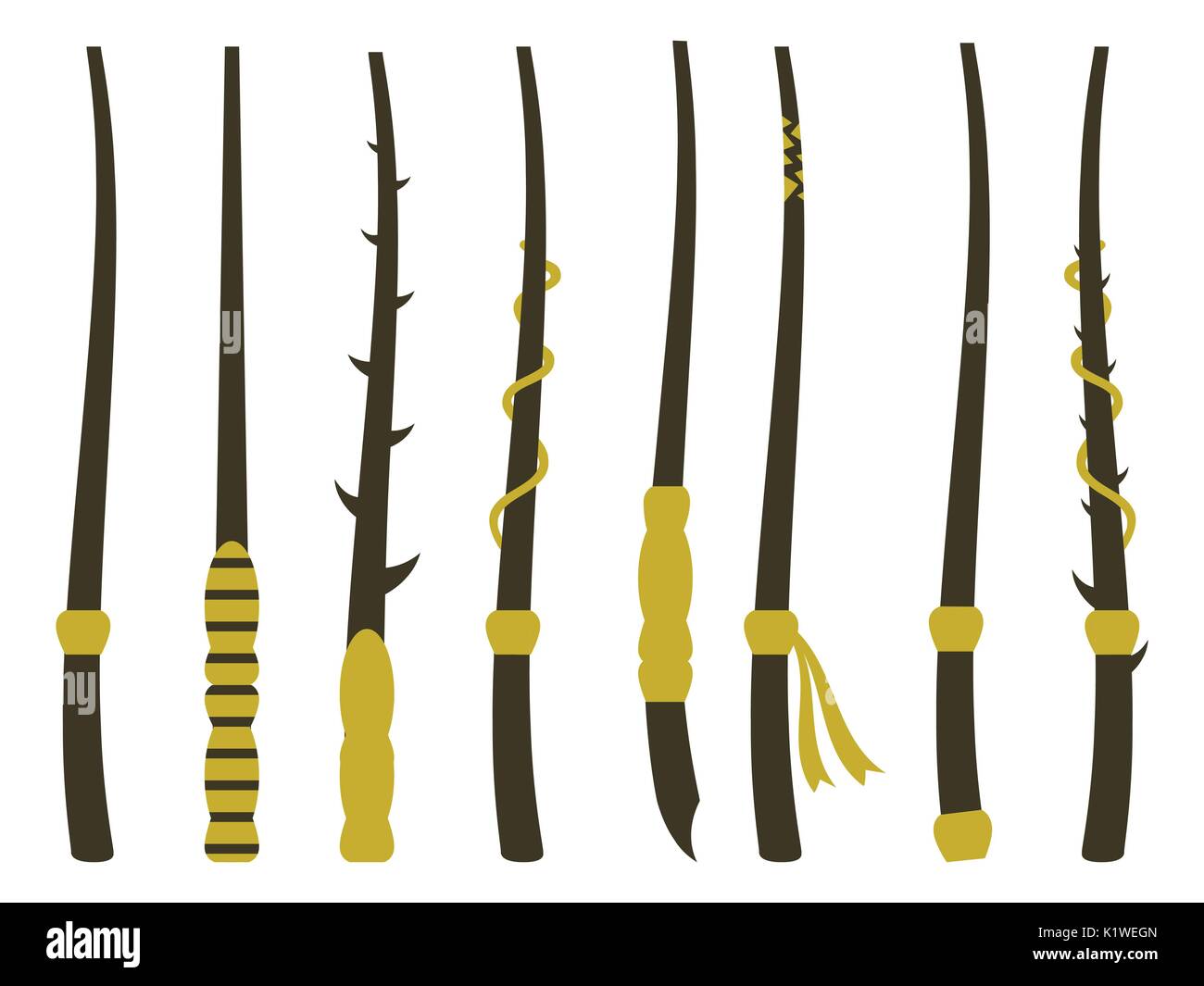 Magic wands. Magic and magical objects. Wizard tool. Vector ...
