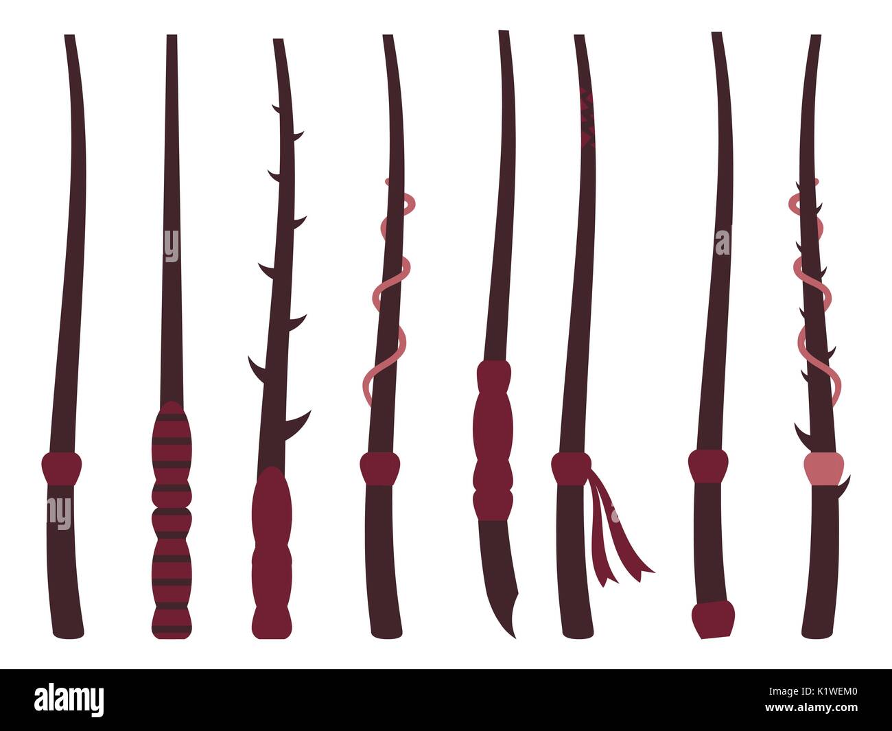 Magic wands. Magic and magical objects. Wizard tool. Vector ...