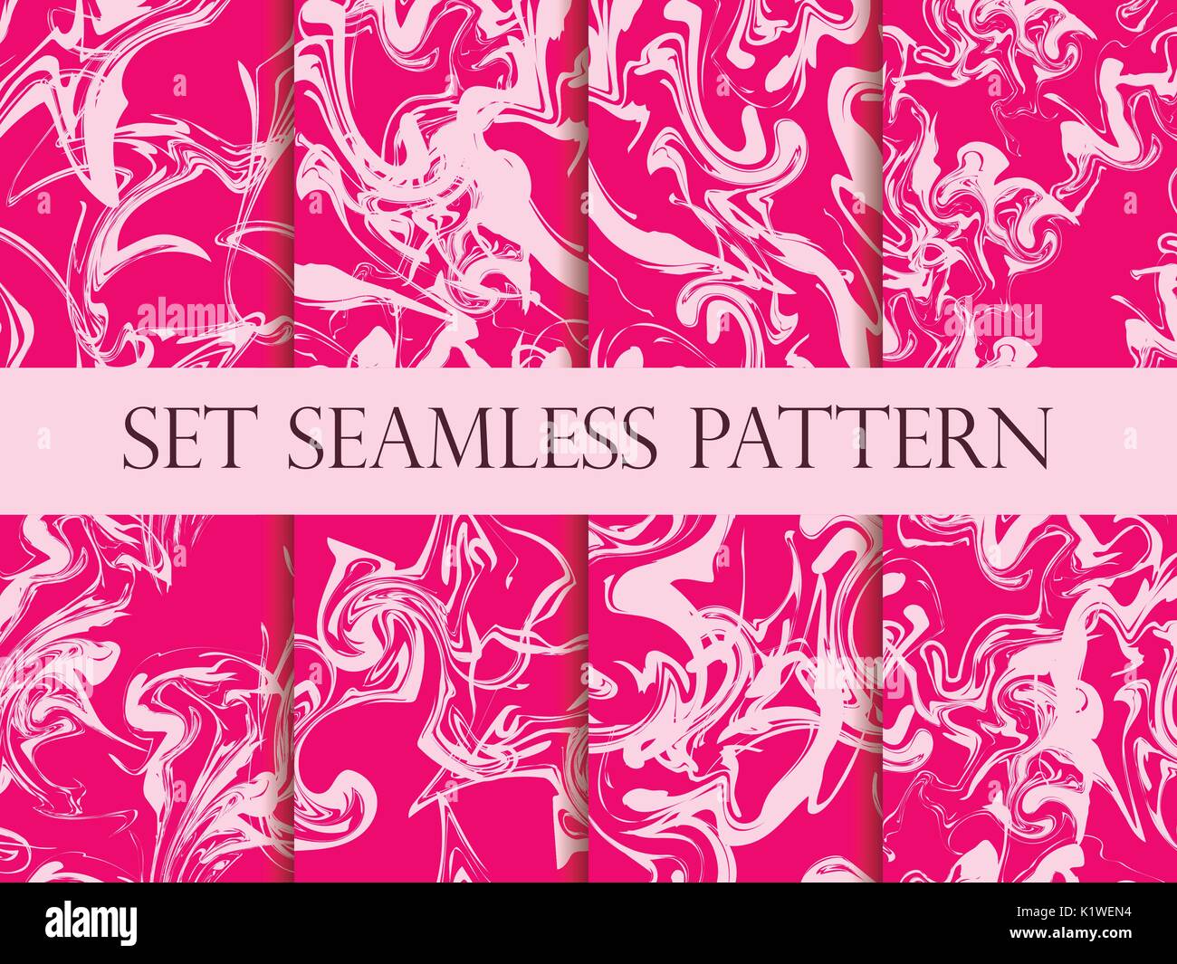 Marbling seamless pattern set. Watercolor marbling illustration ...