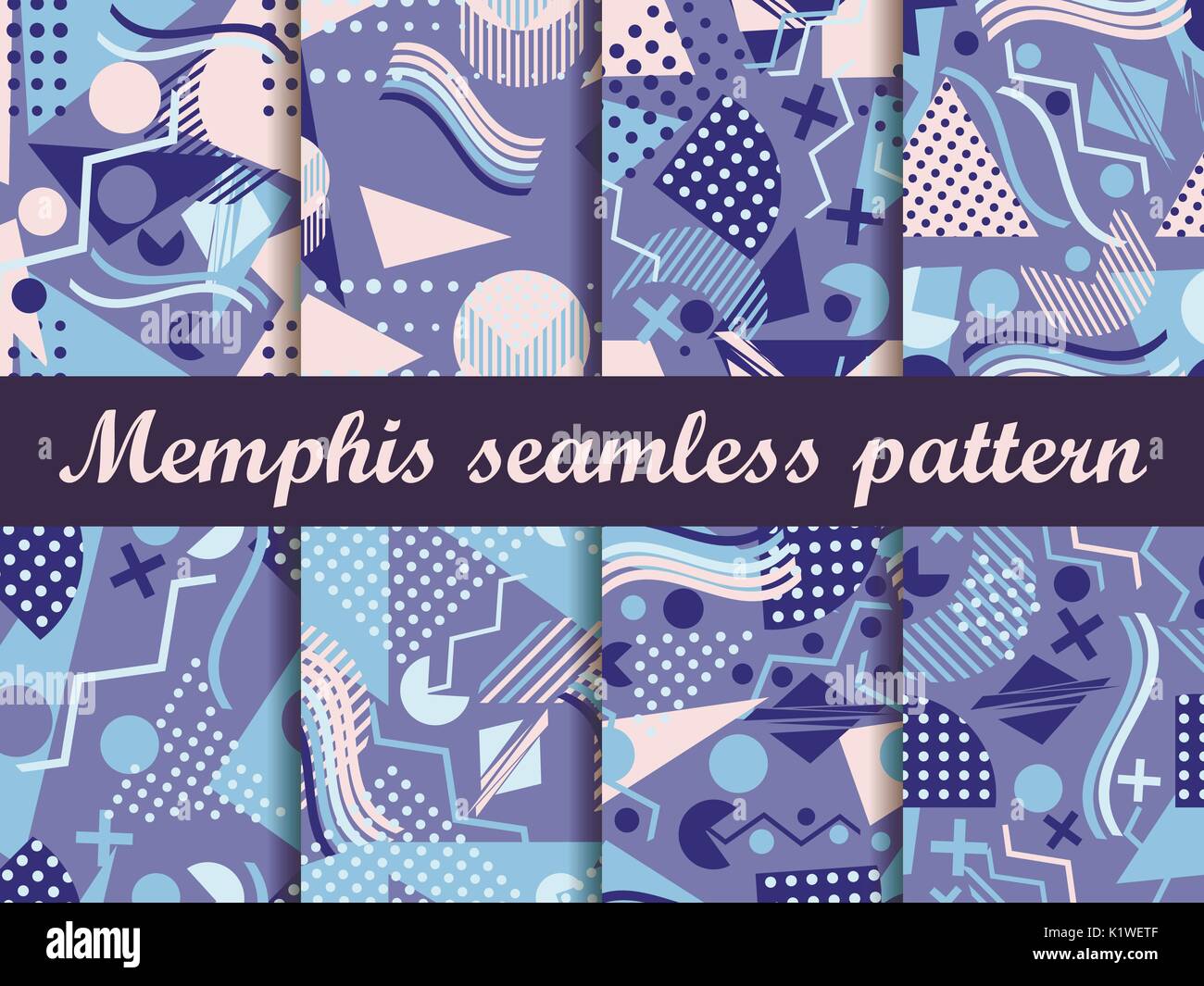 Memphis seamless pattern. Geometric elements memphis in the style of 80's. Vector illustration ...