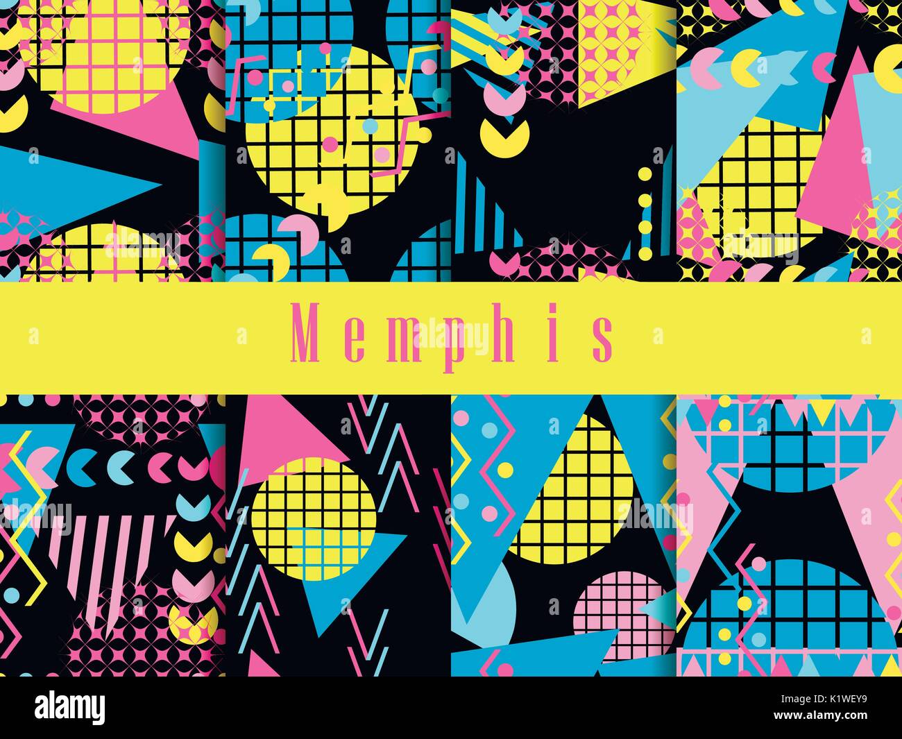 Memphis seamless pattern. Geometric elements memphis in the style of 80 ...