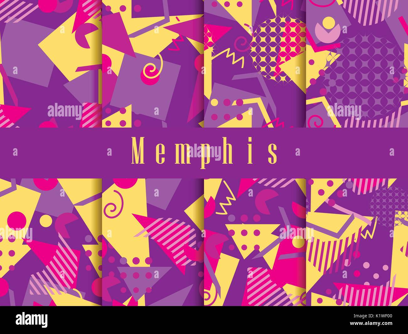 Memphis seamless pattern. Geometric elements memphis in the style of 80 ...