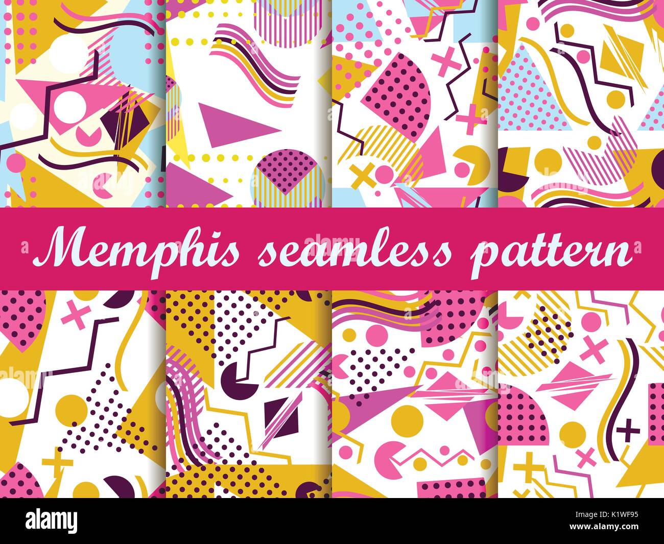 Memphis seamless pattern. Geometric elements memphis in the style of 80's. Vector illustration ...