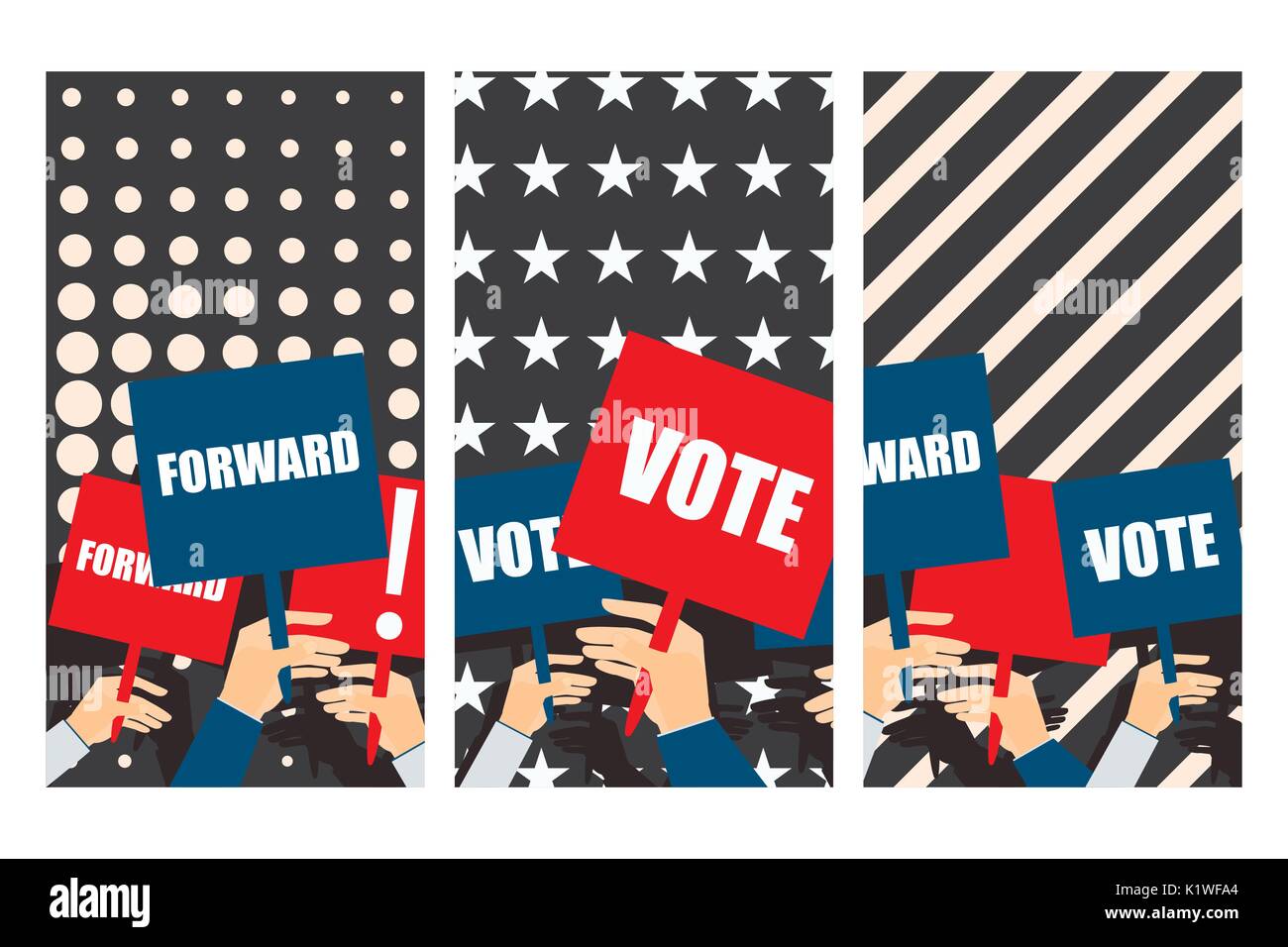 Democracy crowd people placards vector hi-res stock photography and ...