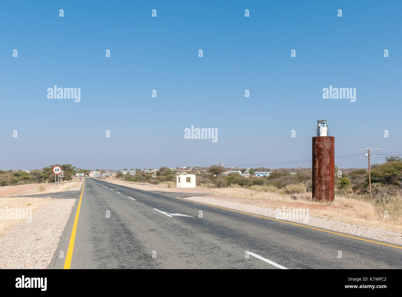 A view of the northern entrance to Kamanjab, a small town in the Kunene ...