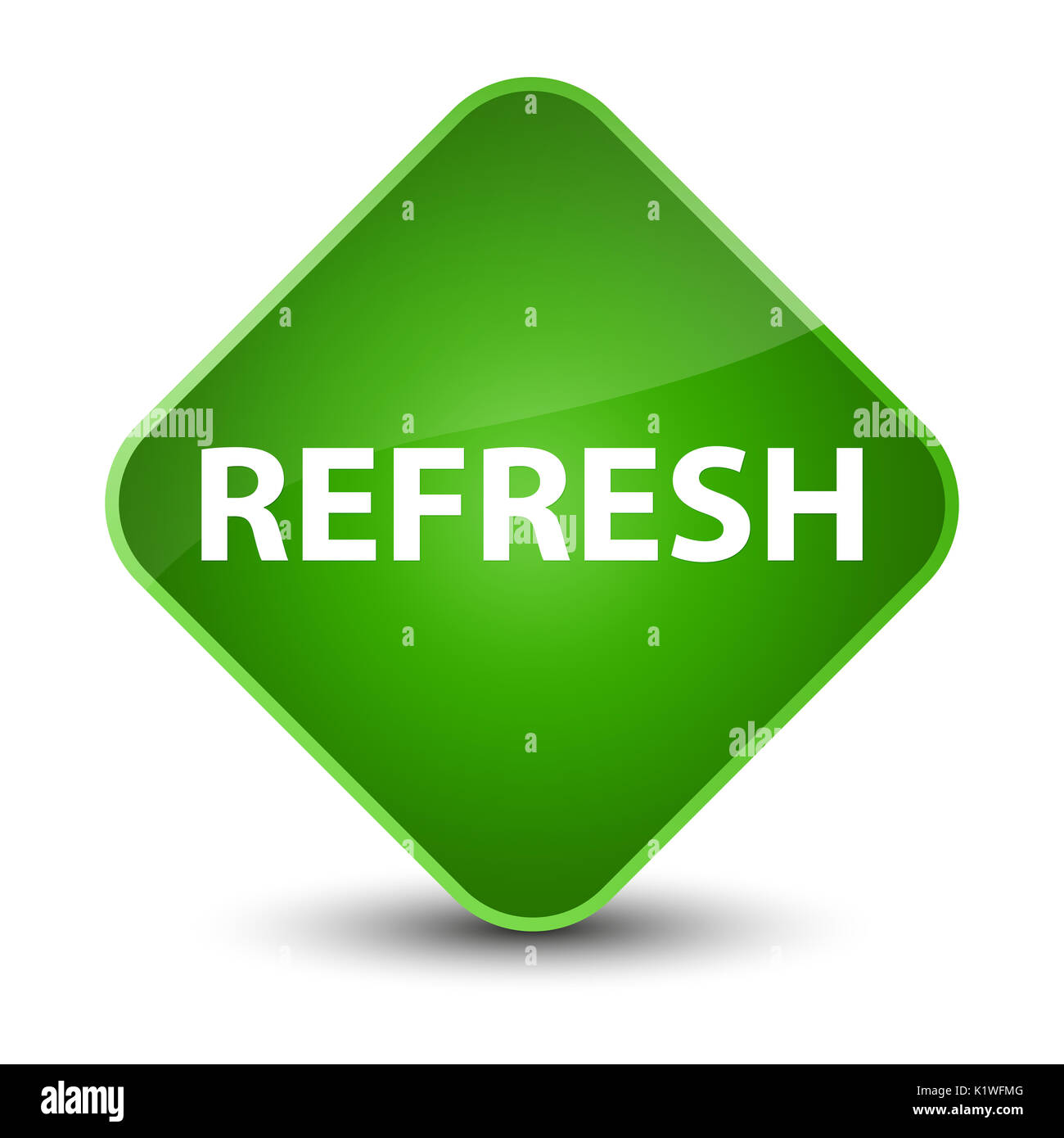 Refresh isolated on elegant green diamond button abstract illustration ...