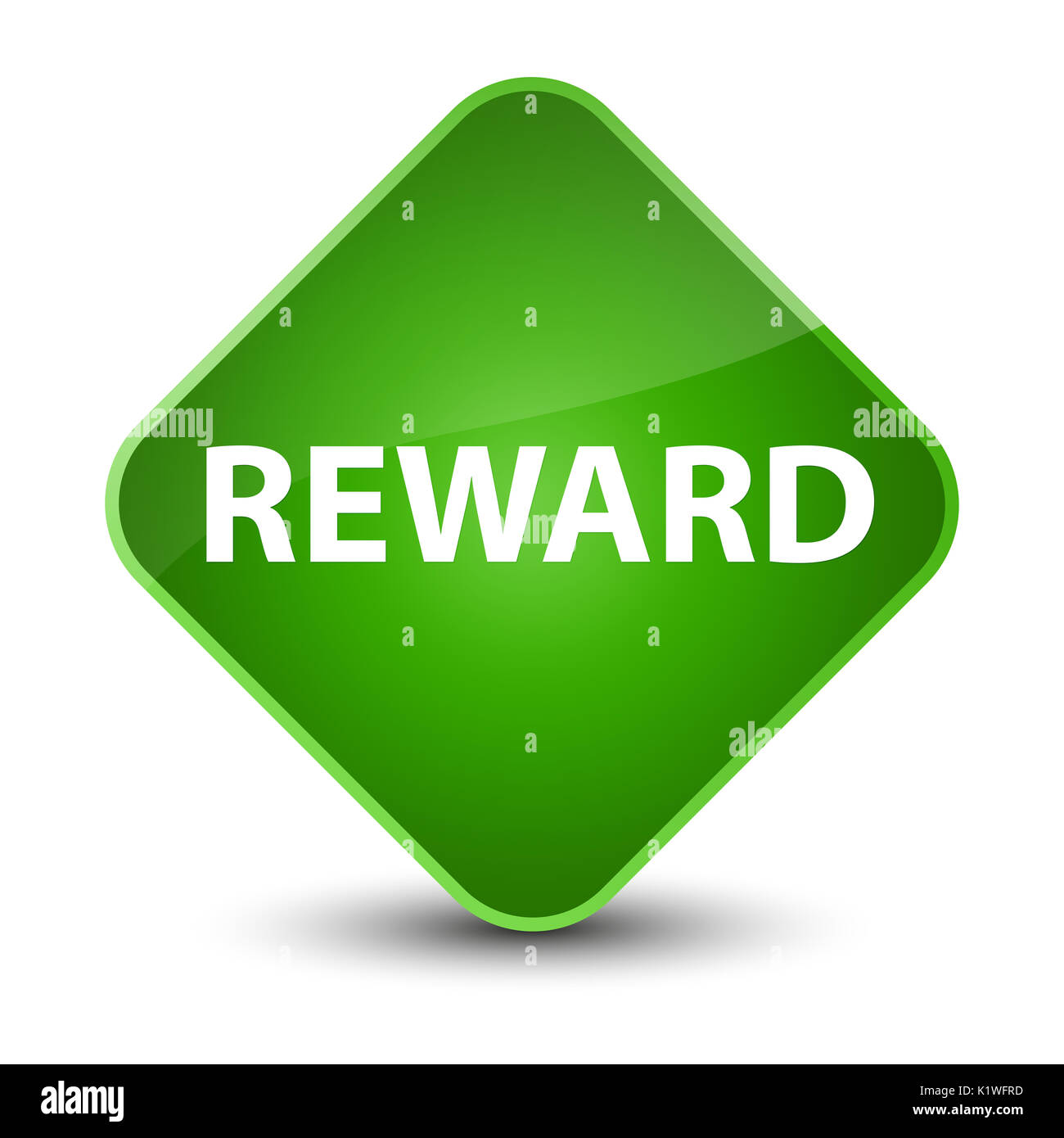 Reward isolated on elegant green diamond button abstract illustration ...