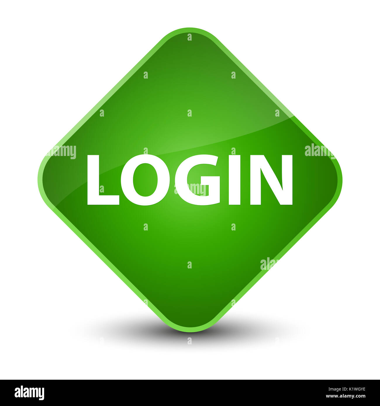 Login isolated on elegant green diamond button abstract illustration ...