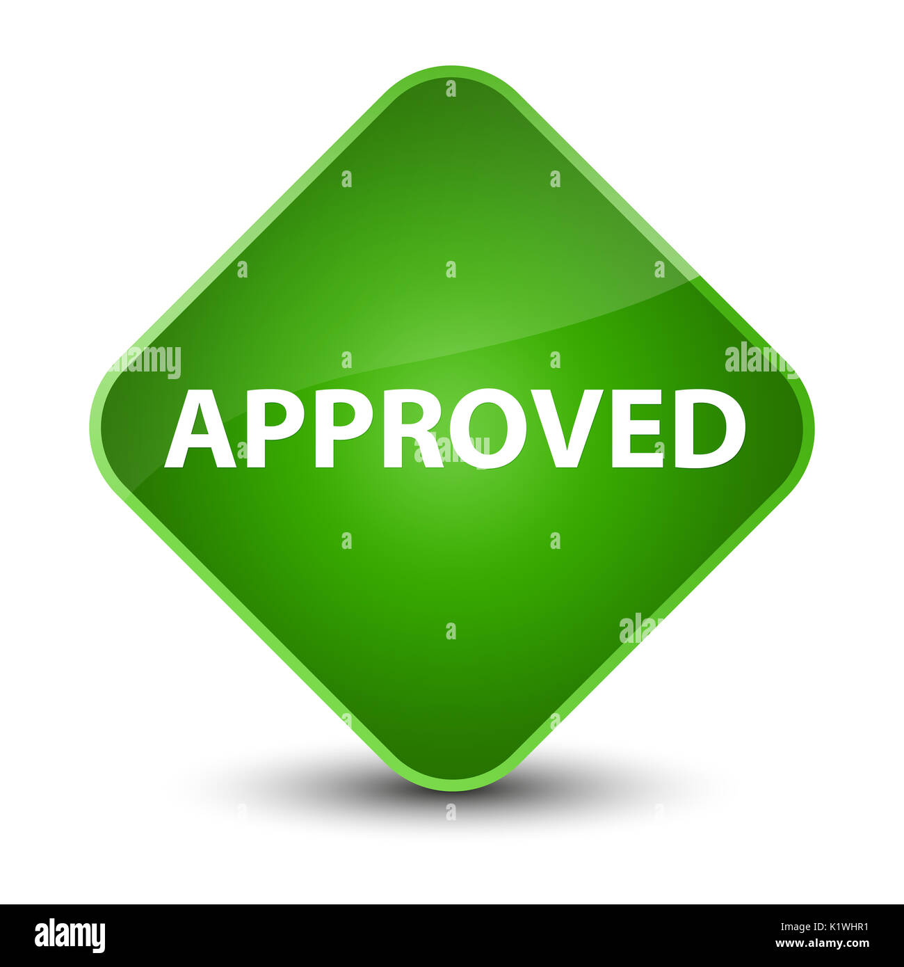 Approved isolated on elegant green diamond button abstract illustration ...