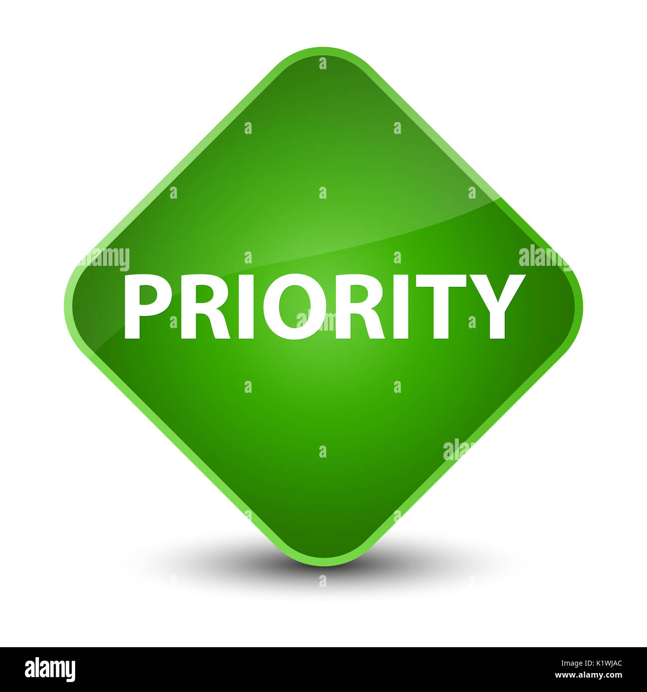 Priority isolated on elegant green diamond button abstract illustration ...