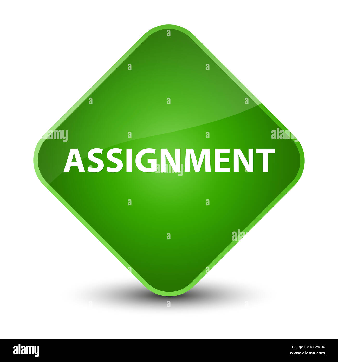 Assignment isolated on elegant green diamond button abstract ...