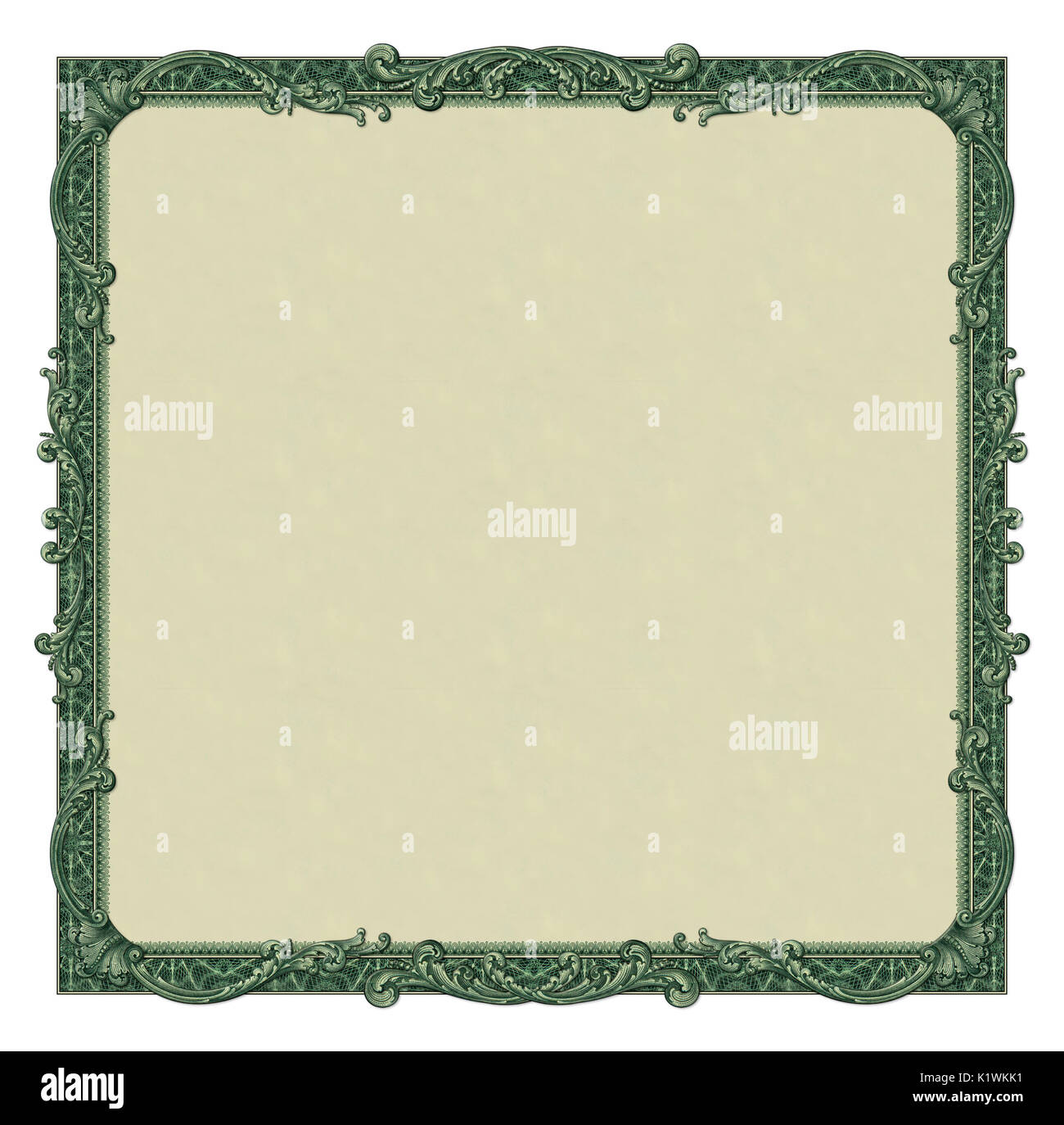 Photo-illustration of a border/frame using elements from a dollar bill ...