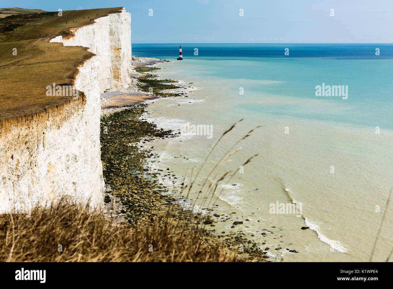 The area of chalk headlands in East Sussex, England called Beachy Head ...