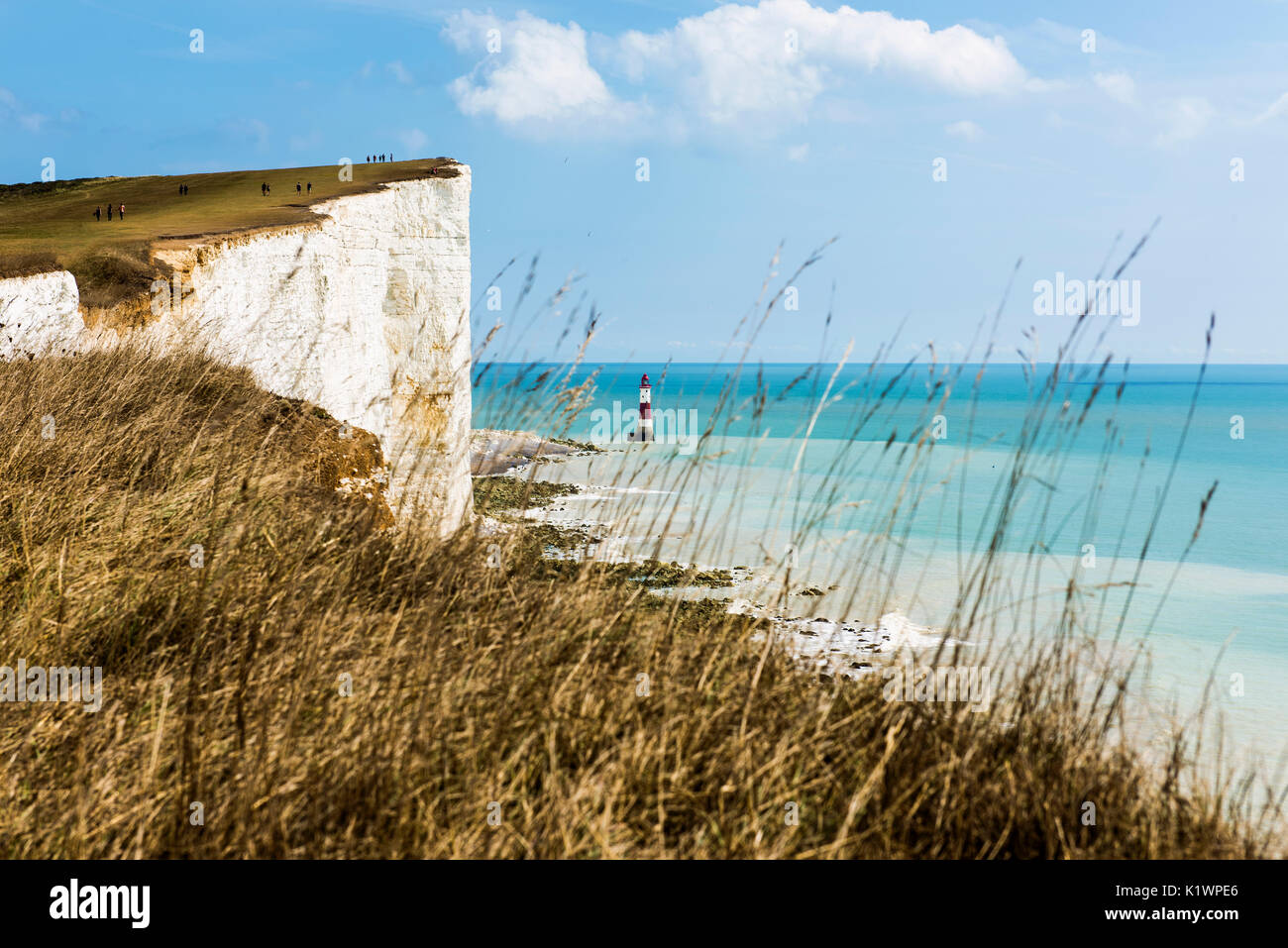 The area of chalk headlands in East Sussex, England called Beachy Head ...
