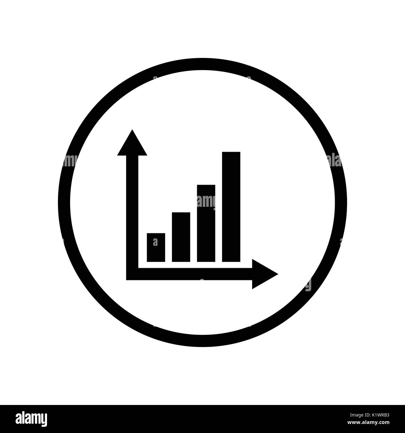 Growing Graph icon, iconic symbol inside a circle, on white background ...