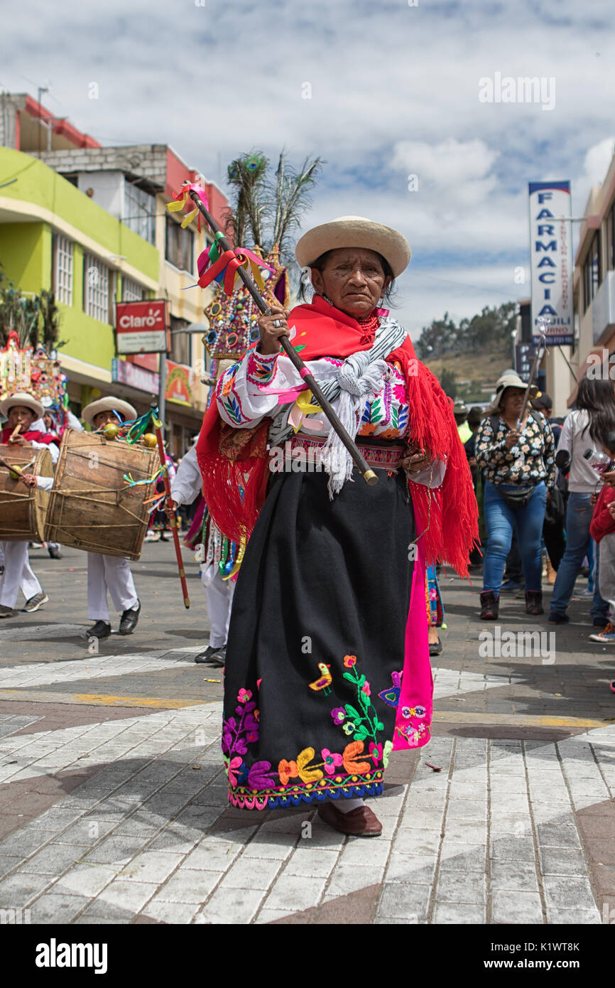 June 18, 2017 Pujili, Ecuador: indigenous kichwa woman wearing a ...