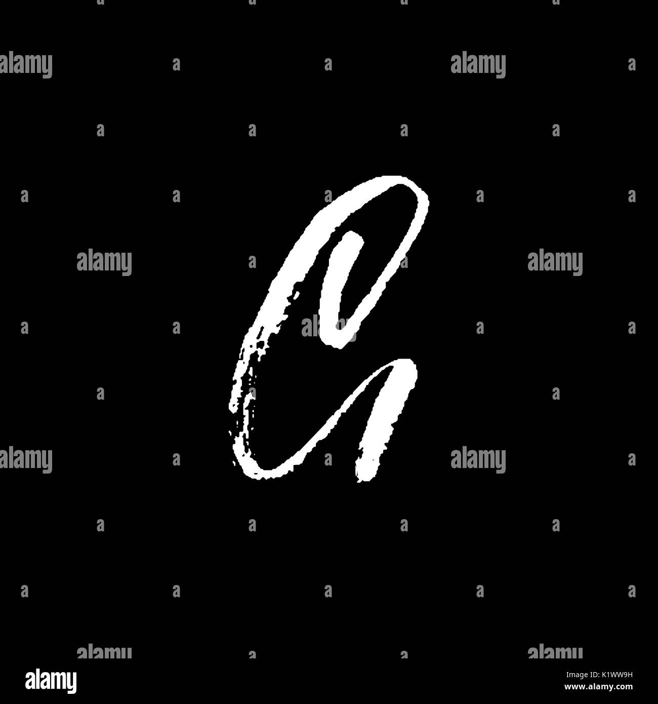 Letter G. Handwritten by dry brush. Rough strokes font. Vector ...