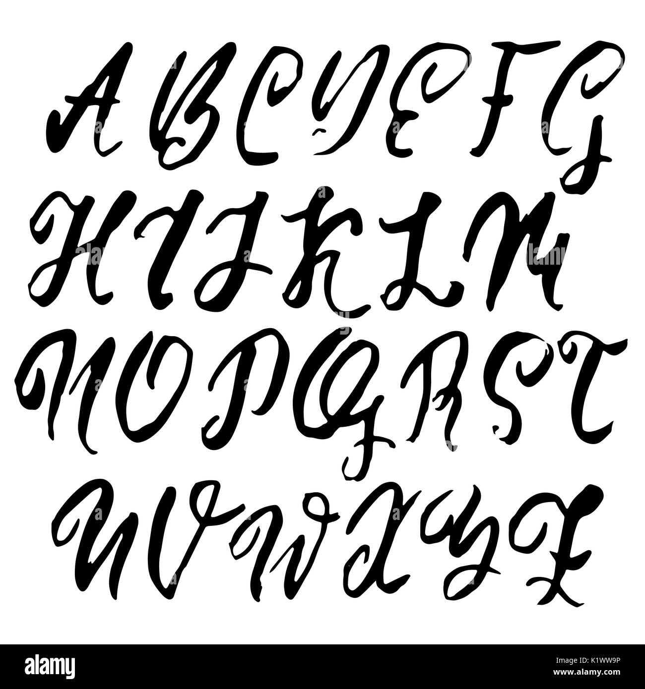 Hand drawn dry brush font. Modern brush lettering. Grunge style ...