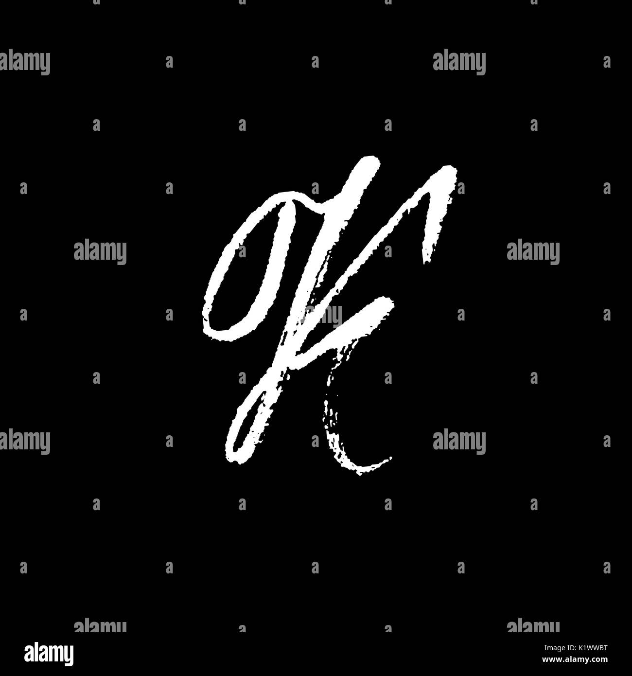 Letter K. Handwritten by dry brush. Rough strokes font. Vector ...