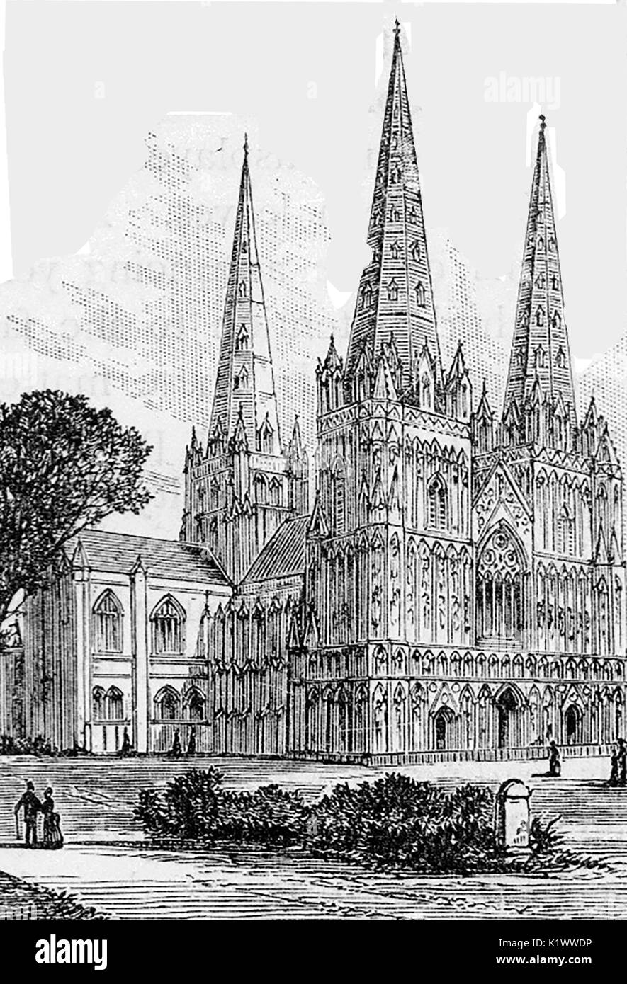 English medieval cathedrals spires Black and White Stock Photos ...