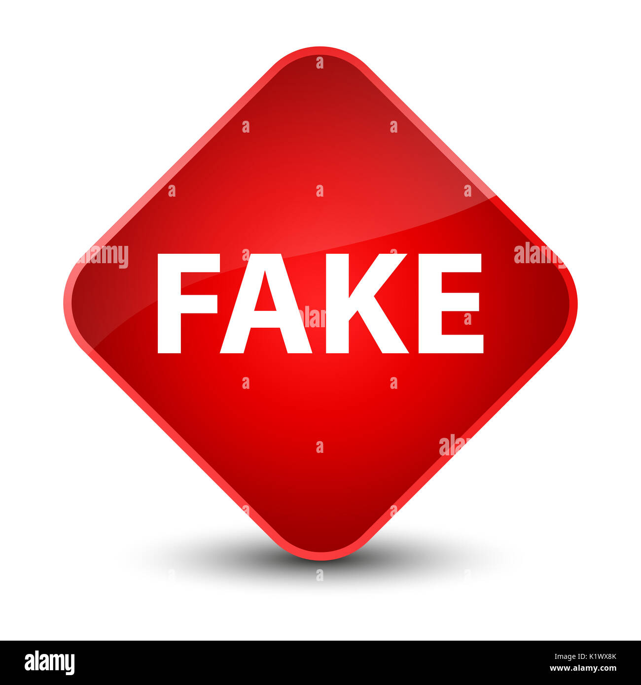 Fake isolated on elegant red diamond button abstract illustration Stock ...