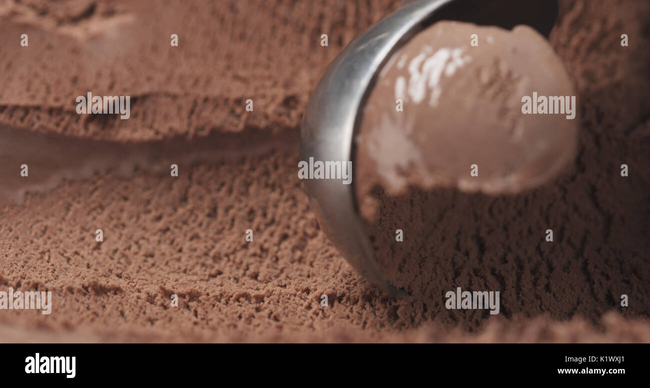 closeup scooping chocolate ice cream, wide photo Stock Photo - Alamy