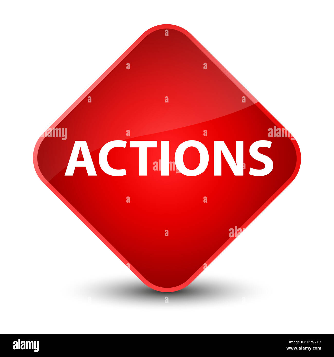 Actions isolated on elegant red diamond button abstract illustration ...